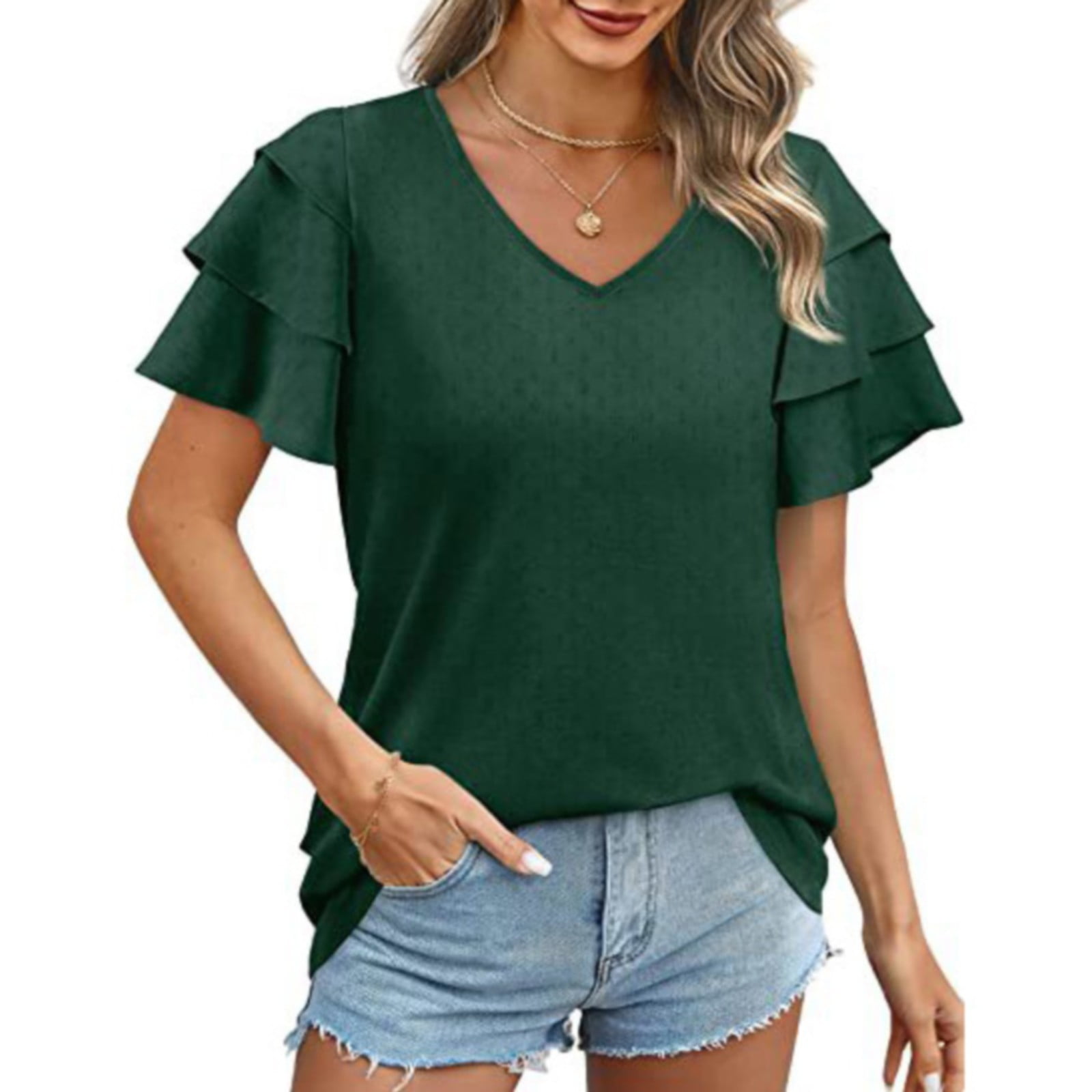 DondPO Workout Tops for Women Going Out Tops Short Sleeve Tops For ...