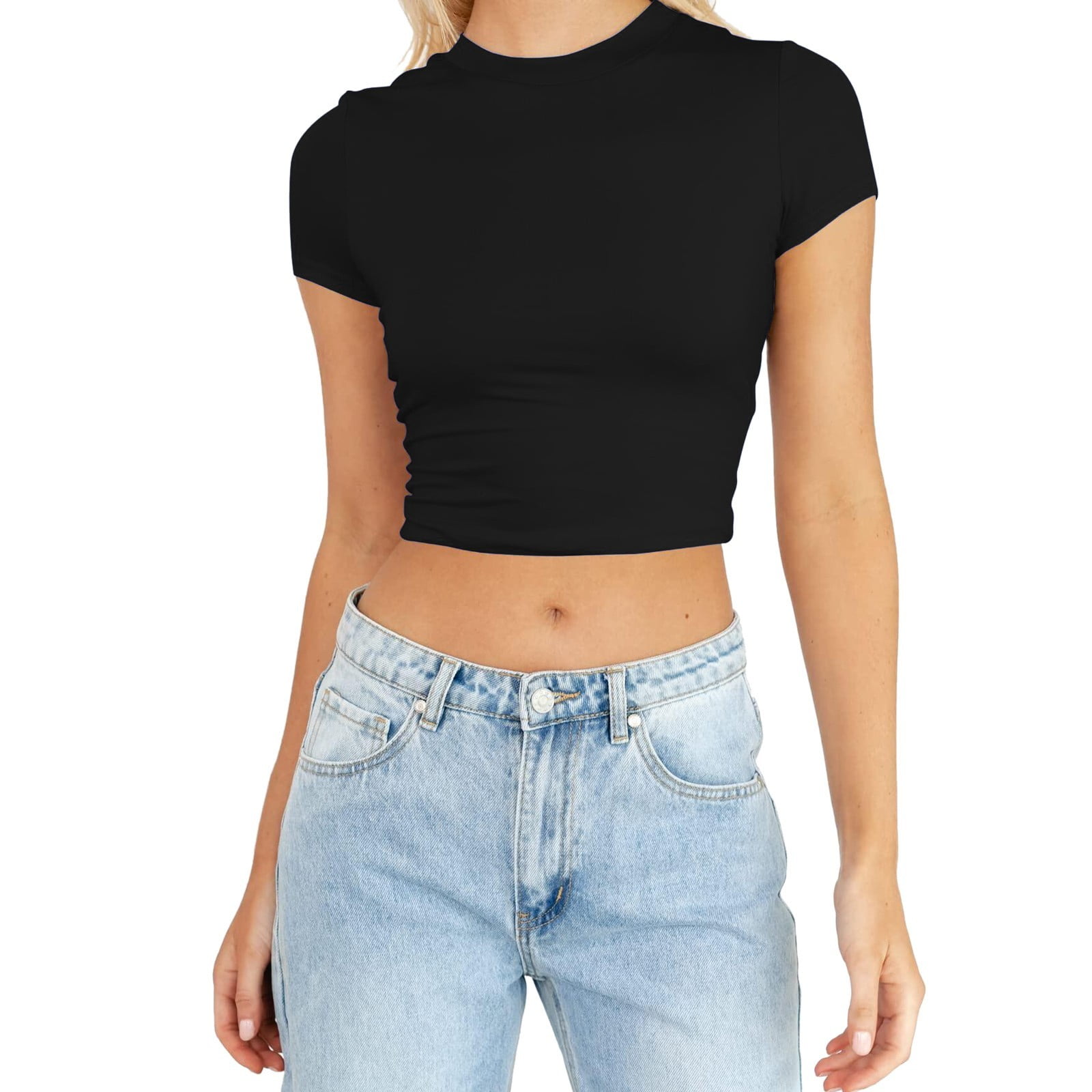 Gewsdrf Crop Tops,Tshirts Shirts for Women,Women's Round Gewsdrf Crop Tops,Tshirts Shirts for Women,Women's Round