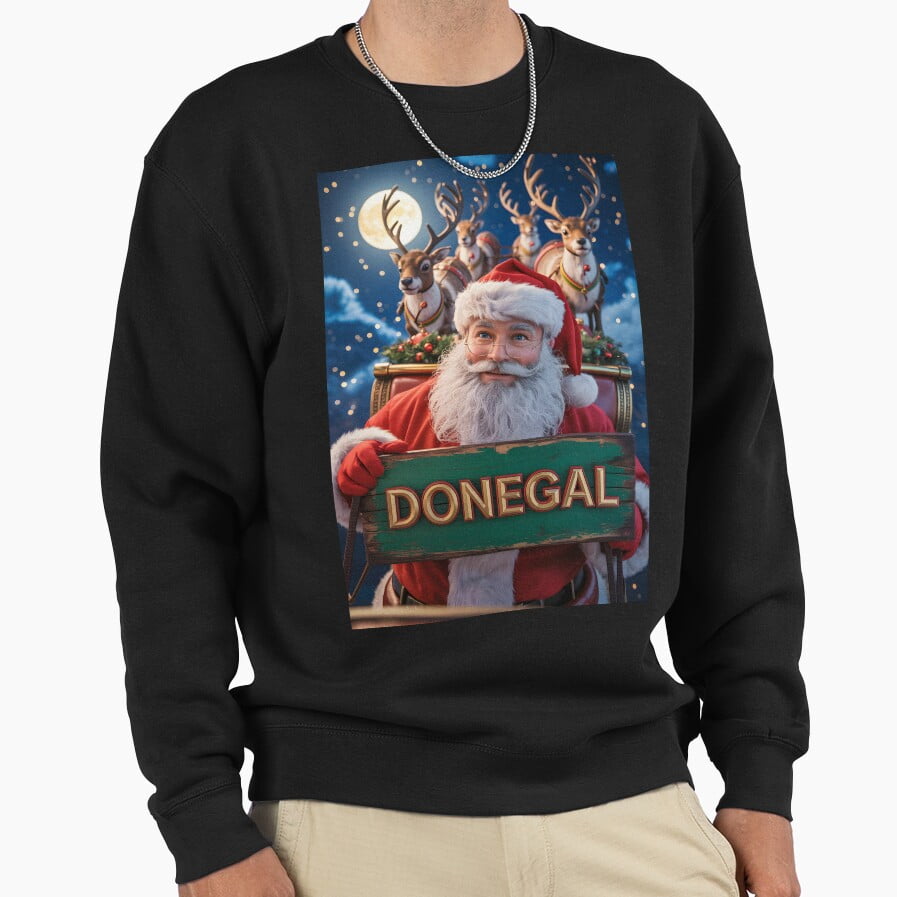 Donegal St. Nick Claus With Reindeers Christmas Graphic Unisex ...