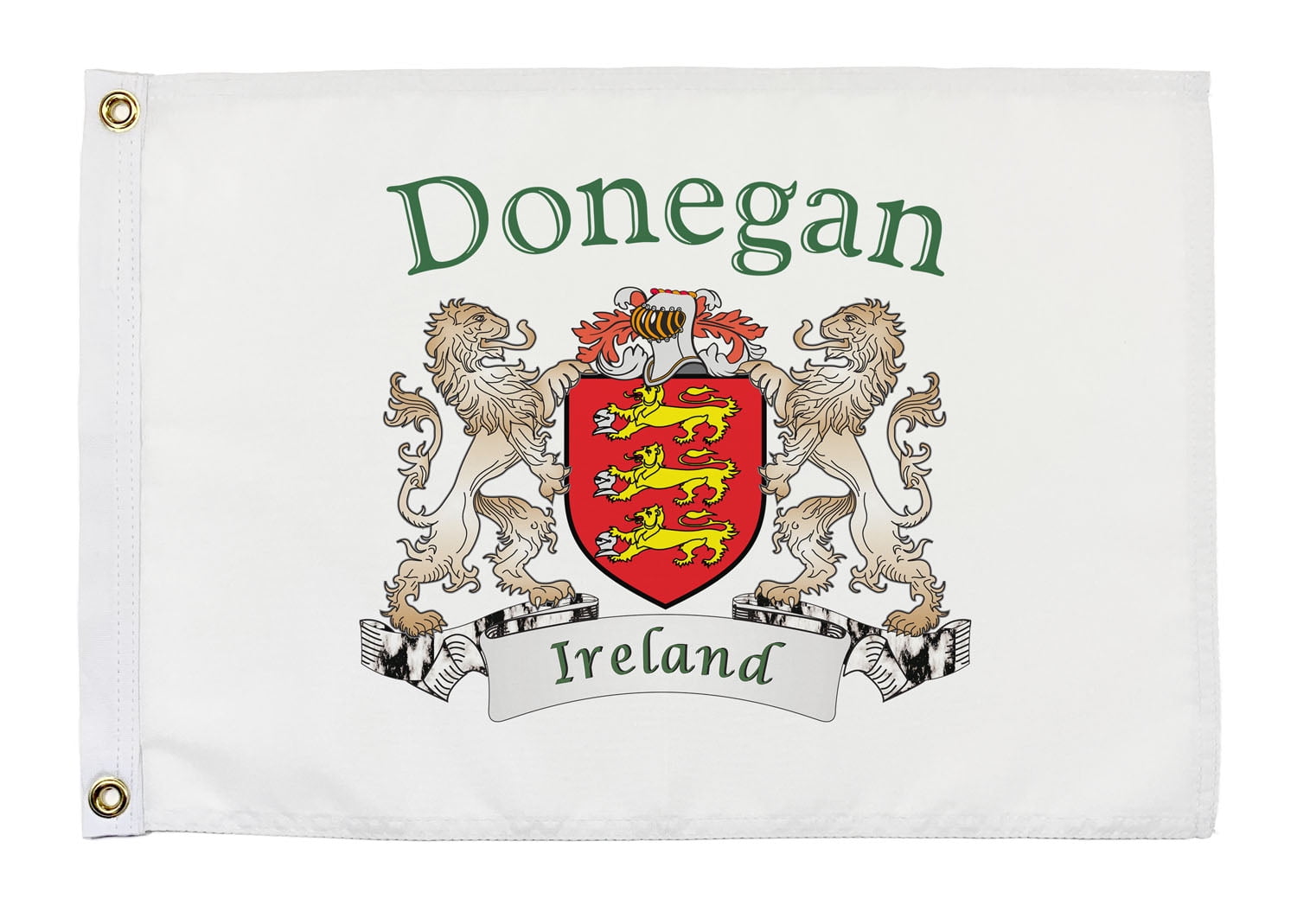 Donegan Irish Coat of Arms Small White Flag - 16"x10.5" inches ...