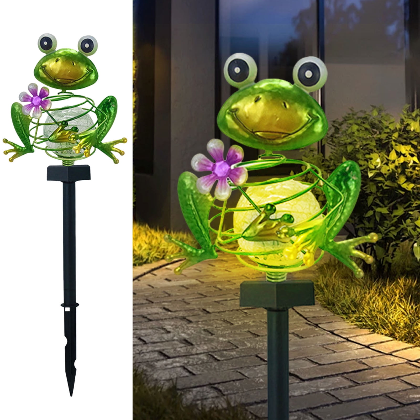 Donemore 1 Pcs Solar Garden Spring Frog Ground Light Outdoor with ...