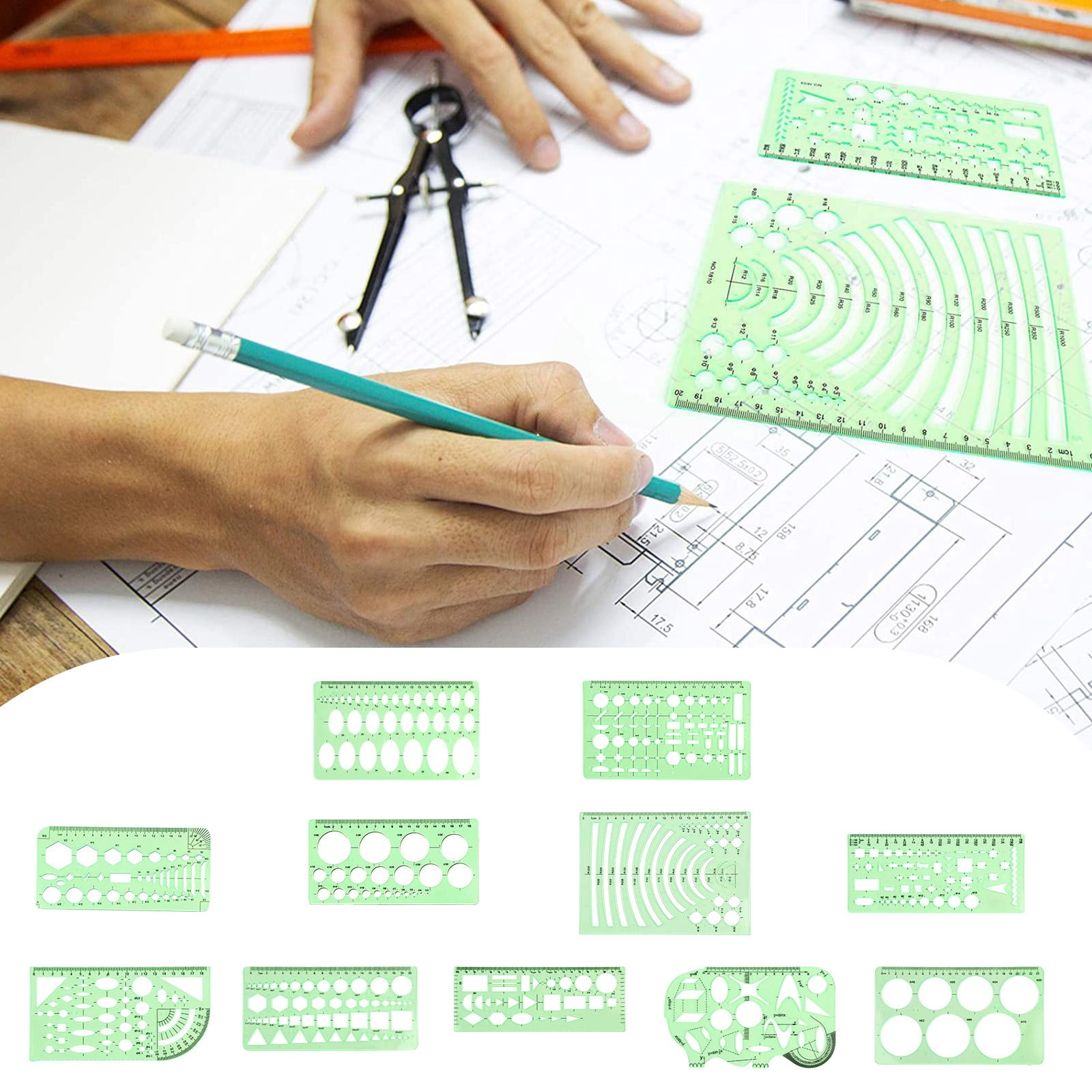 Donemore 11Pcs Geometric Drawings Templates, Drafting Stencils ...