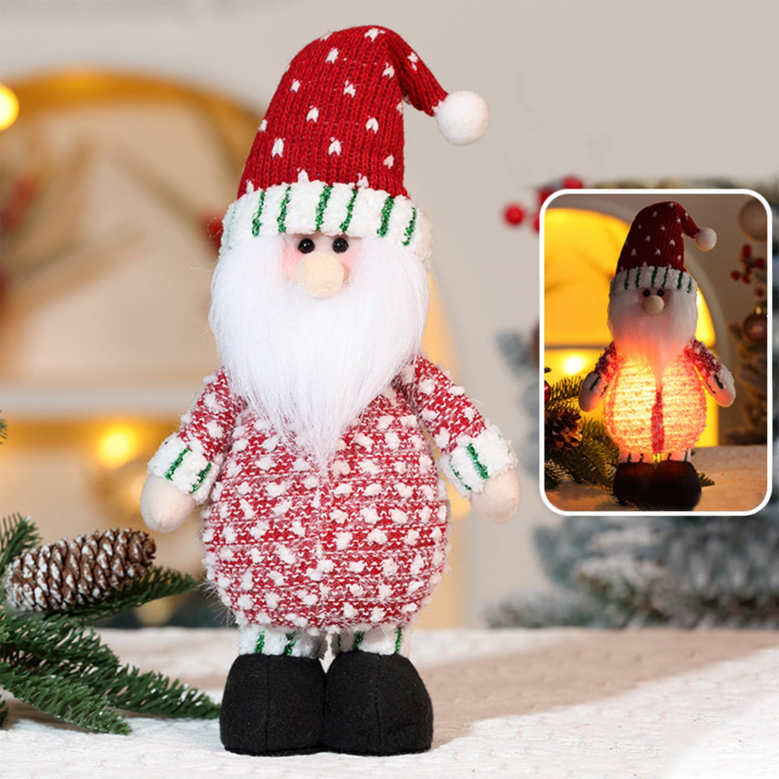 Donemore Christmas Glowing Santa Claus Standing Doll, Light up Santa ...