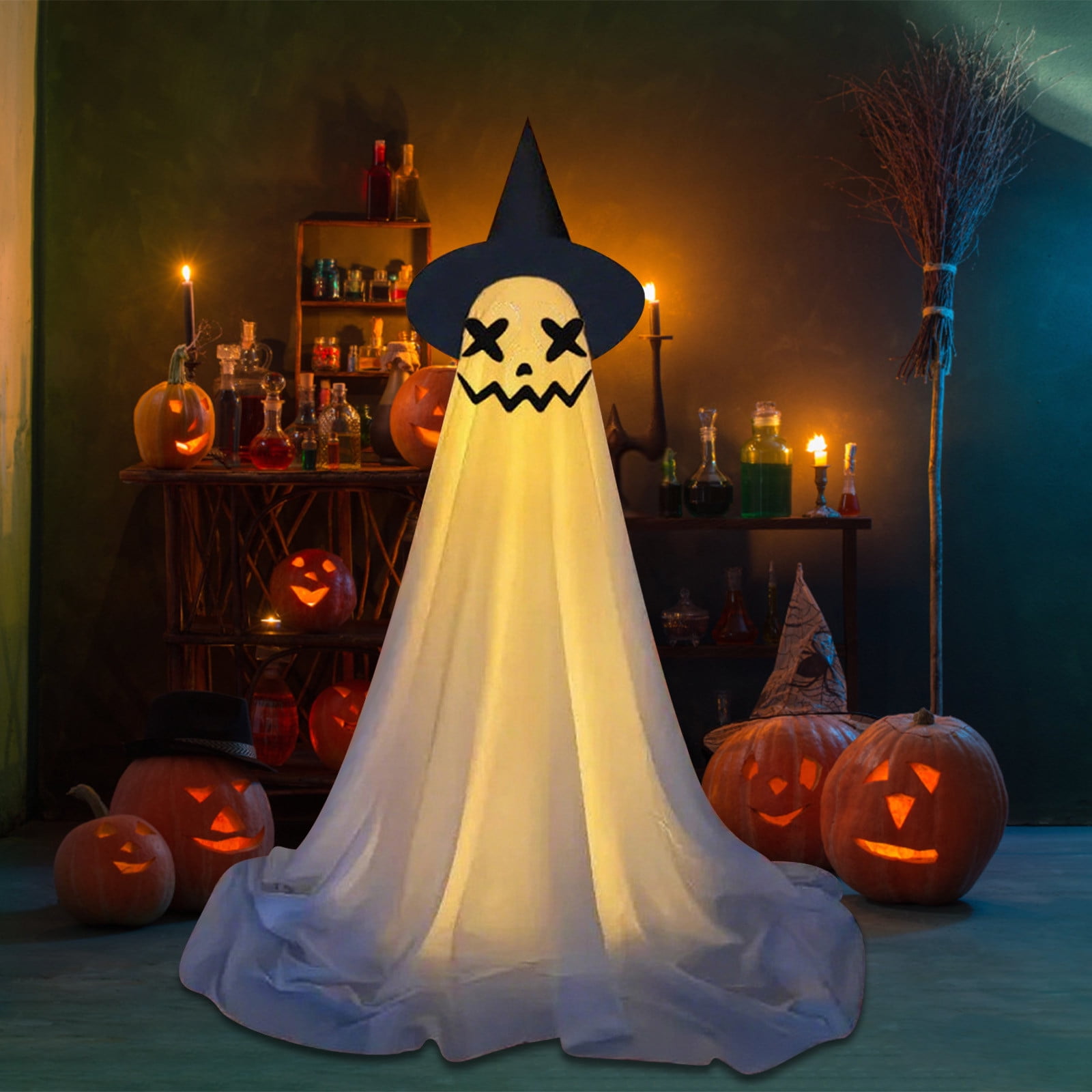 Donemore Glowing LED Halloween Ghost Decor with Adjustable Pole (0.4-2 ...
