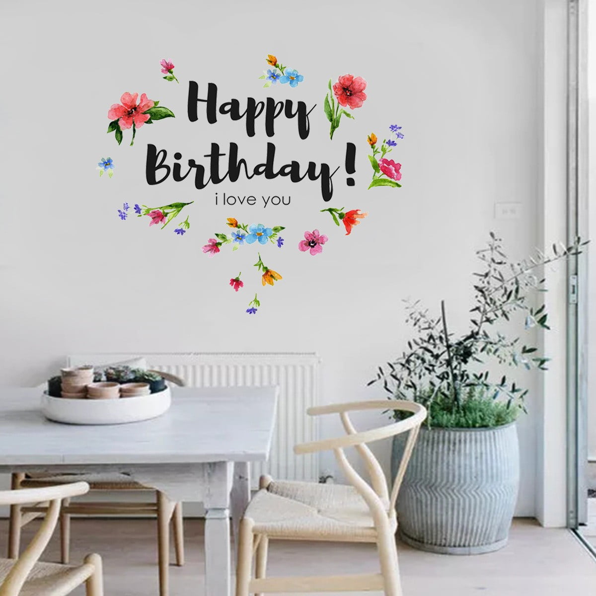 Donemore Happy Birthday Wall Stickers Decals PVC Waterproof Self ...