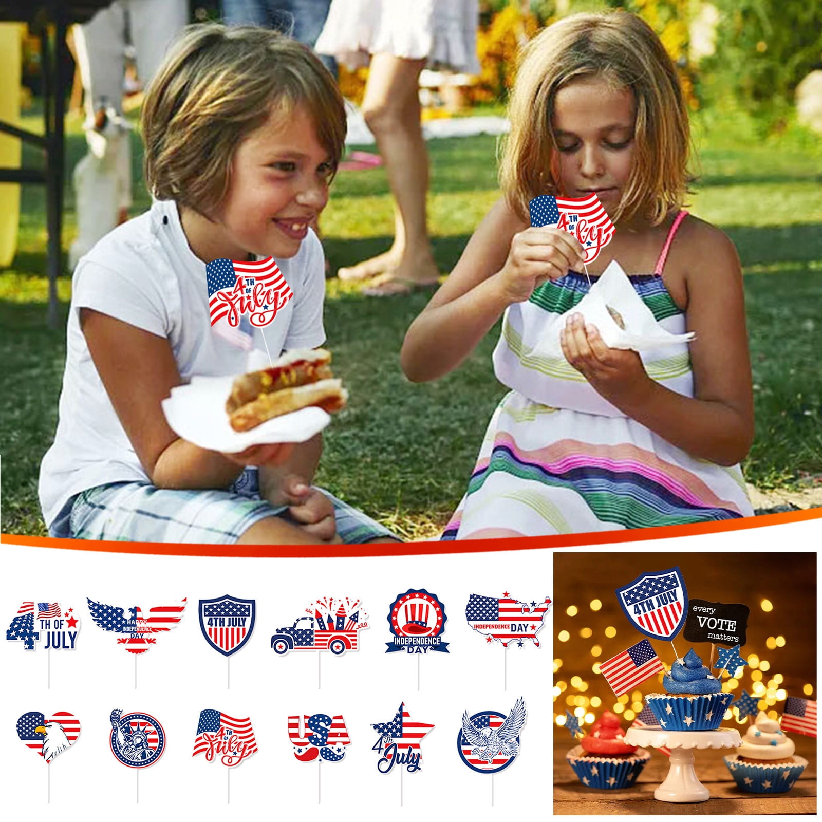 Donemore Independence Day American Flag Baking Cups Patriotic Red White ...