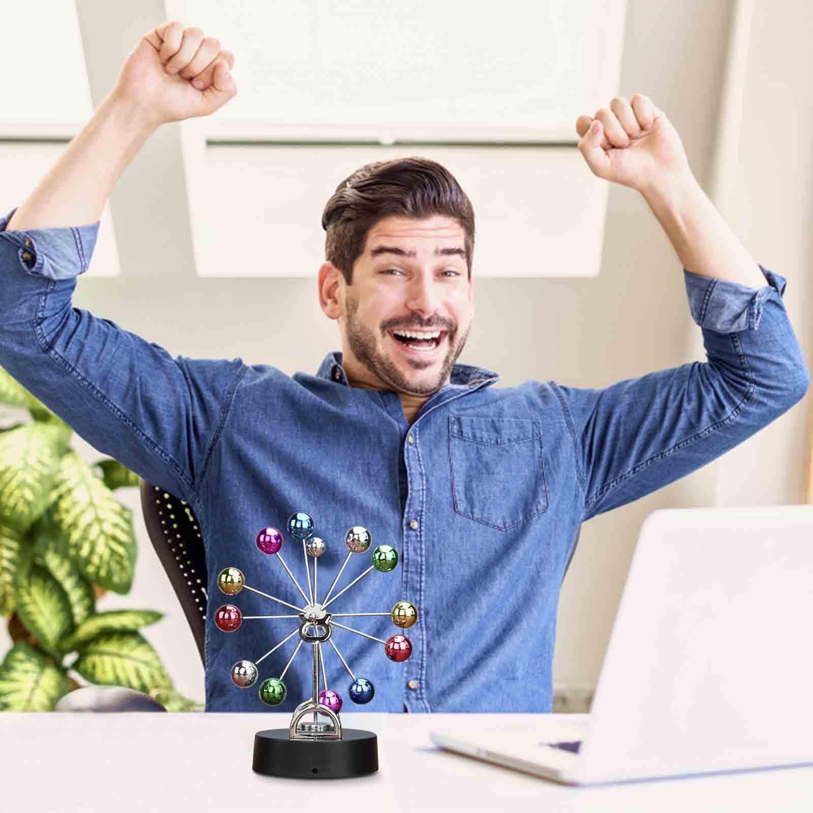 Donemore Magnetic Rotation Ferris Wheel Desk Toy Colored Ball Perpetual ...