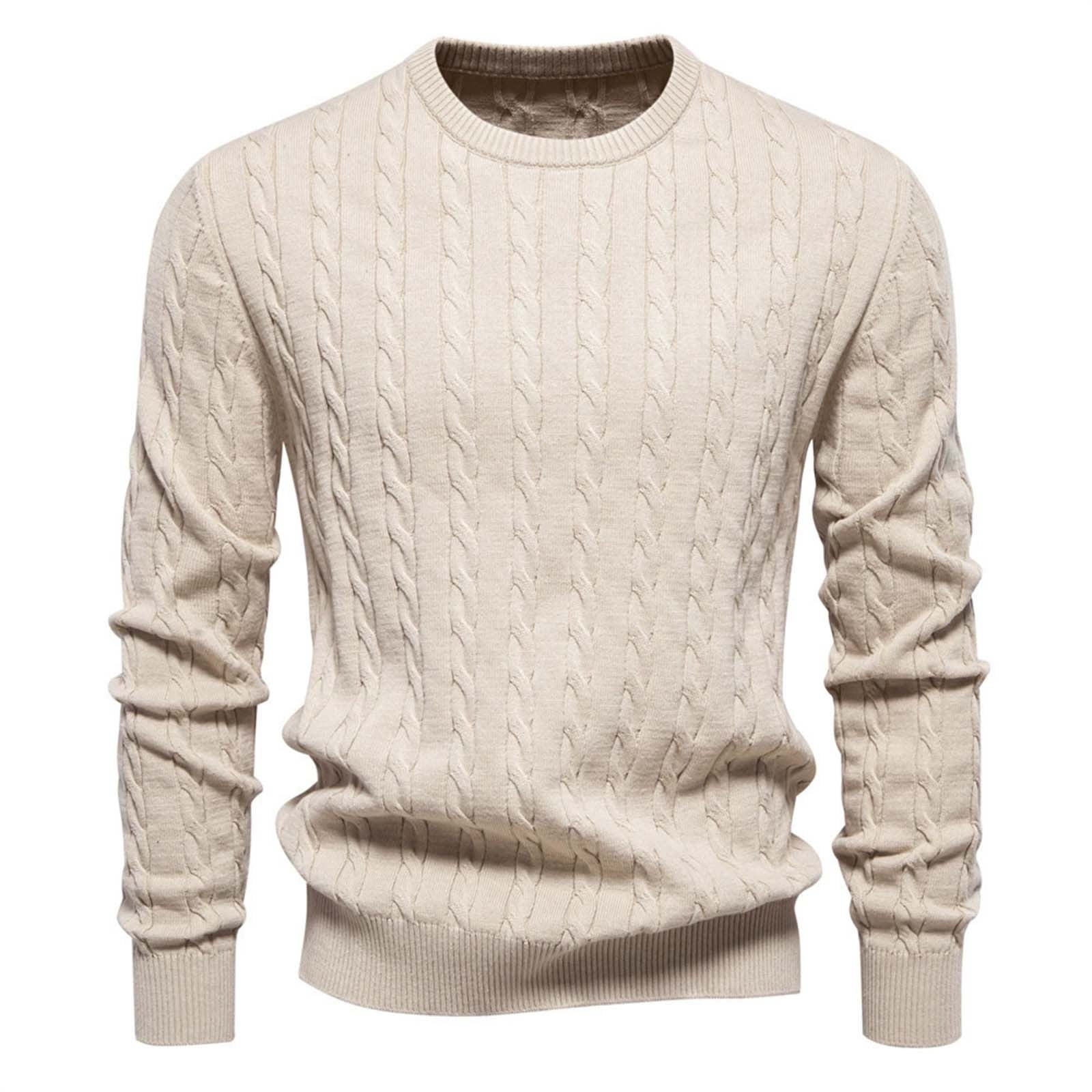 Donemore Men's Autumn Winter Elastic Round Neck Knitted Sweater Fashion ...