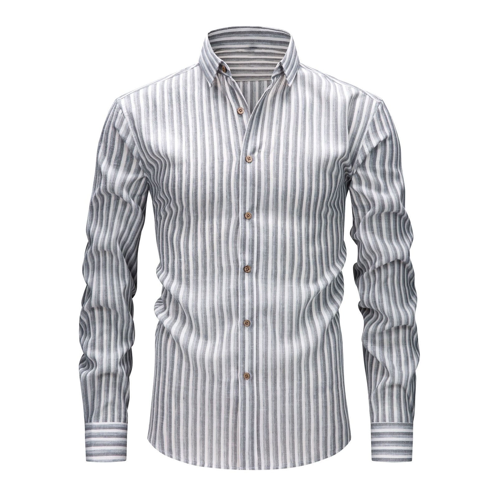 Donemore Men's Casual Button-Down Collar Striped Printed Long Sleeve ...