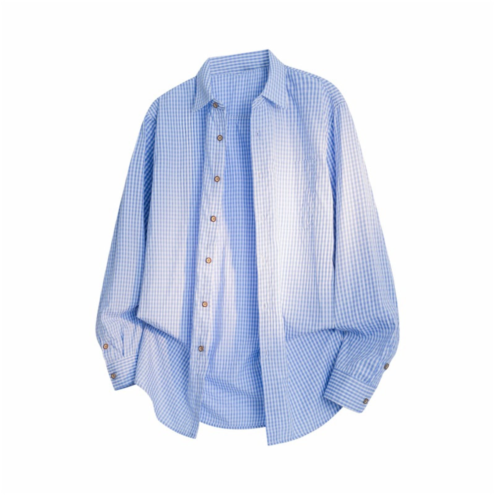 Donemore Men's Casual Checkered Print Shirt Jacket with Button-Down ...