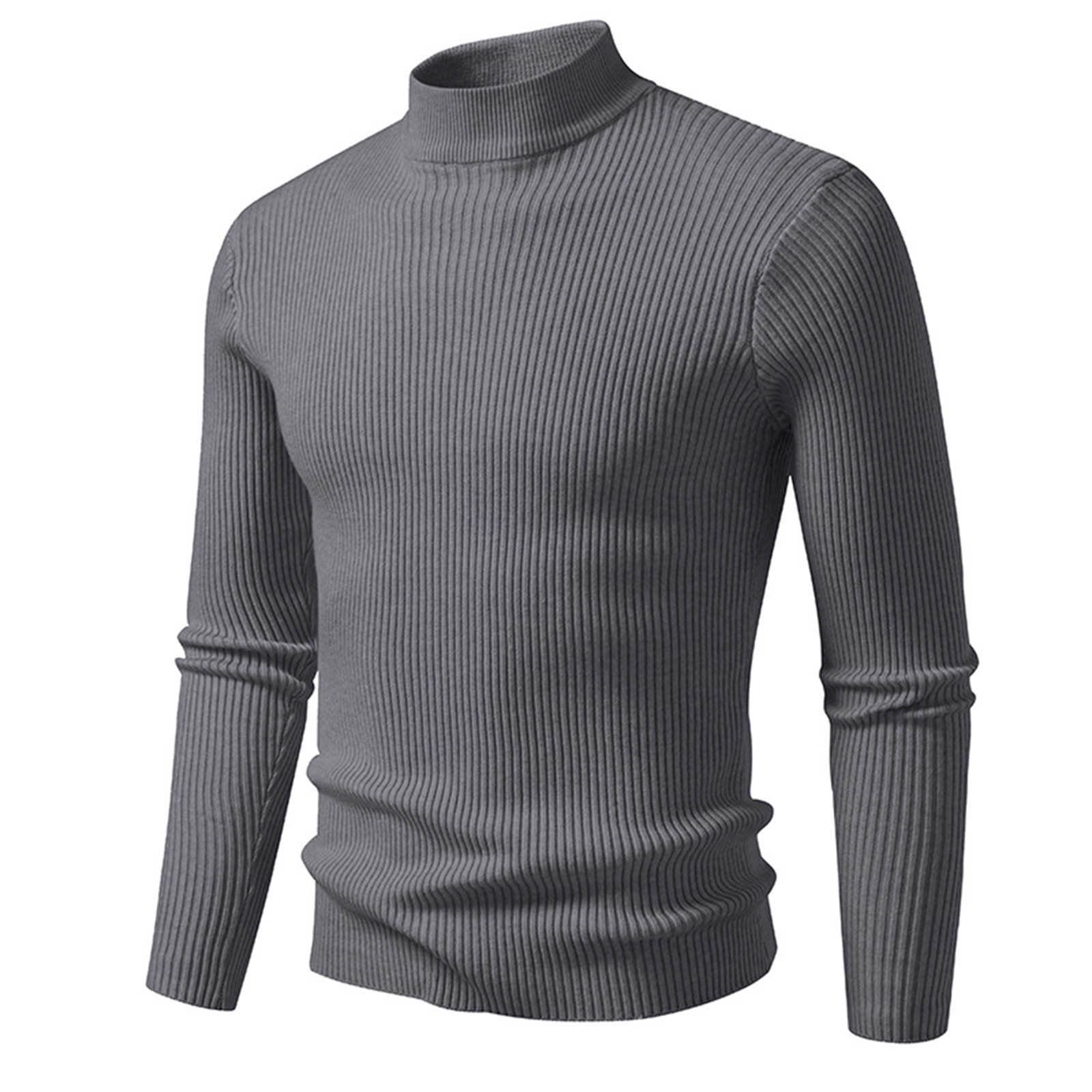 Donemore Men's Casual Solid Color Long Sleeve Stretch Knitted Pullover ...