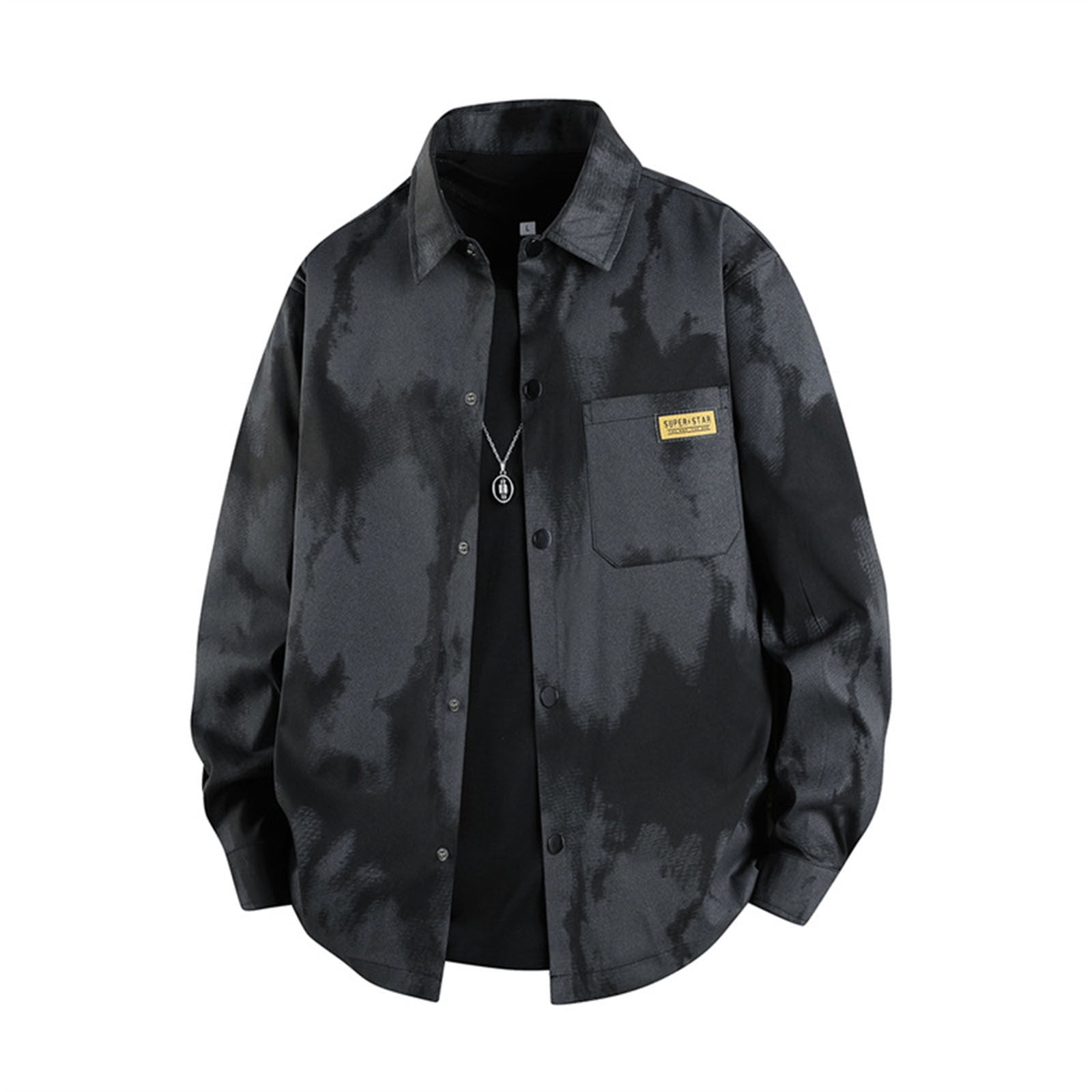 Donemore Men's Casual Workwear Button-Up Shirt Jacket Loose Fit ...