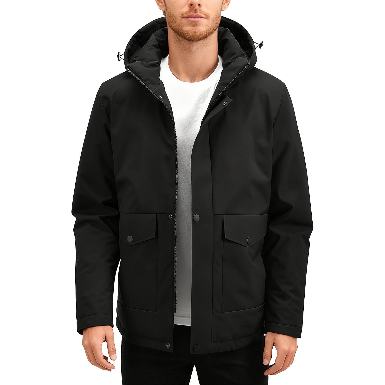 Donemore Men's Casual Zip-Up Hooded Jacket with Drawstring and Pockets ...