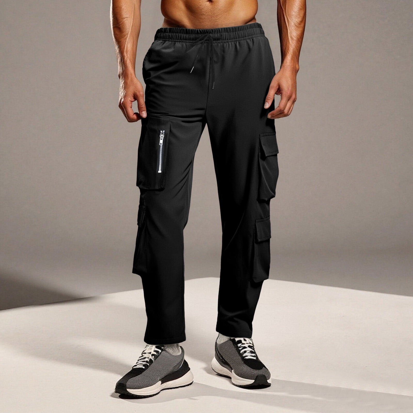 Donemore Men's Drawstring Elastic Waist Solid Color Casual Pants ...