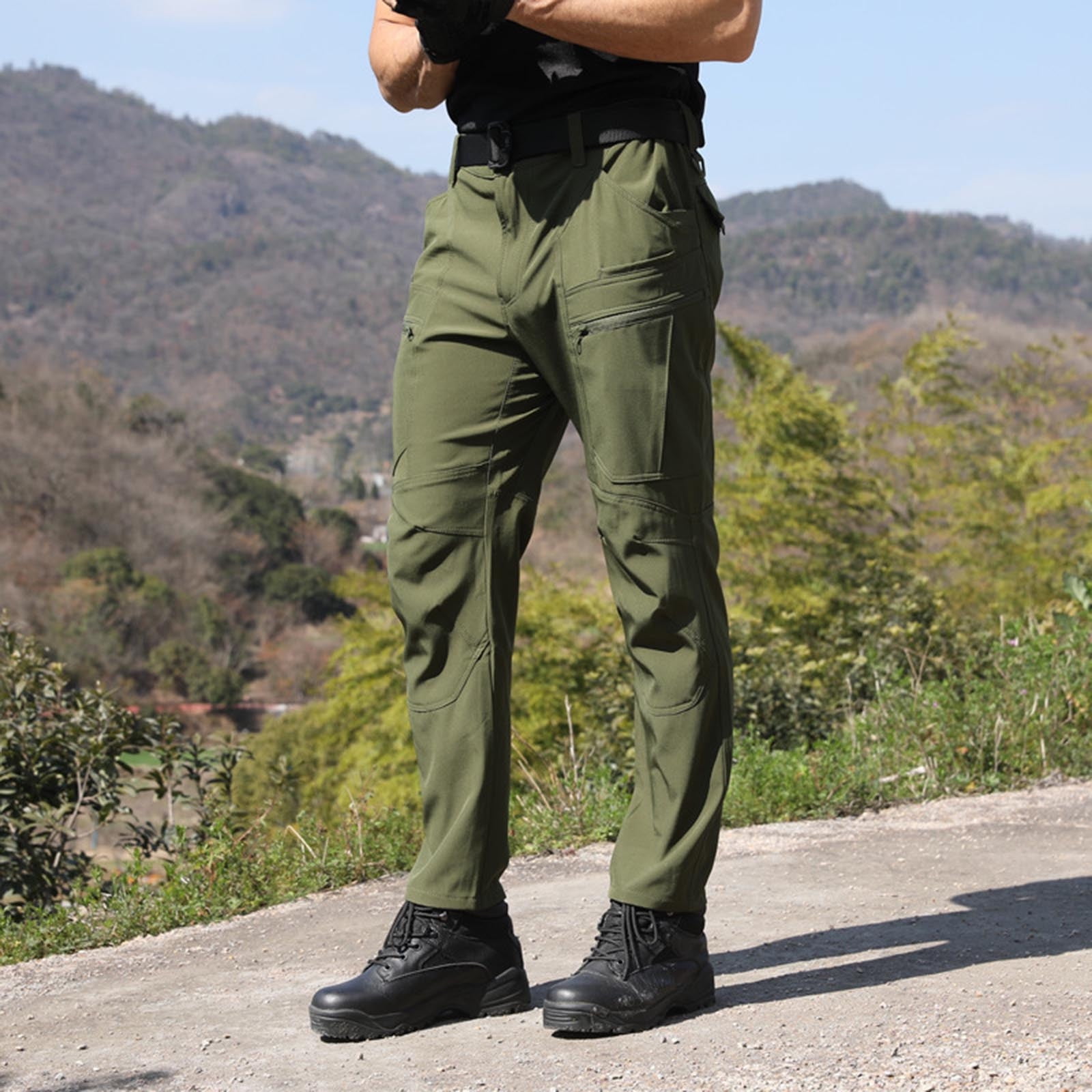 Donemore Men's Elastic Waist Quick-Dry Cargo Training Pants Outdoor ...