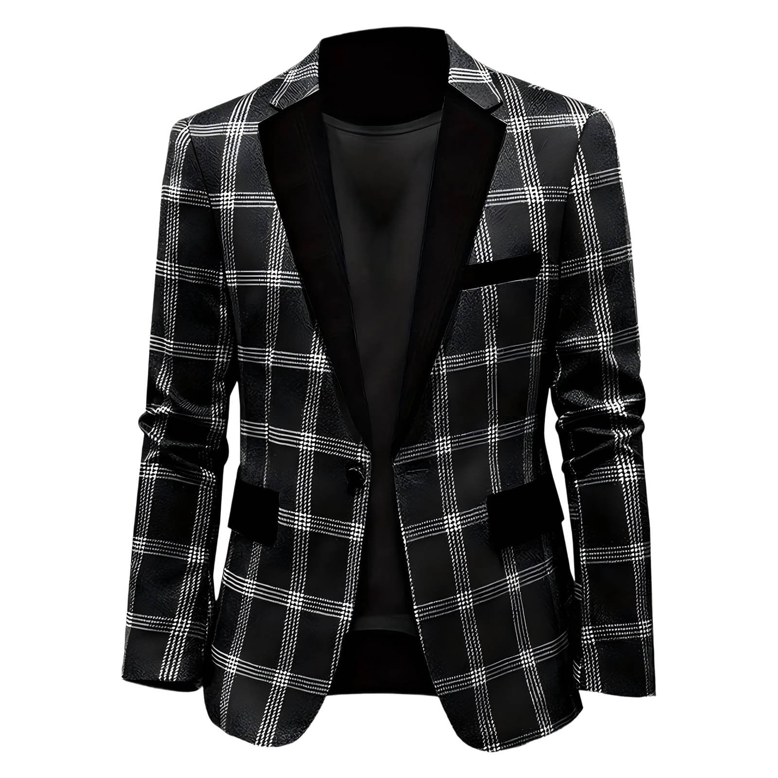 Donemore Men's Fashion Casual Stand Collar Blazer with Contrast Pocket ...