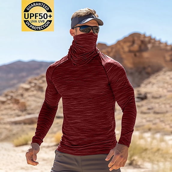 Donemore Men's Hooded Long-Sleeve Sun Protection Jacket with Face Cover ...