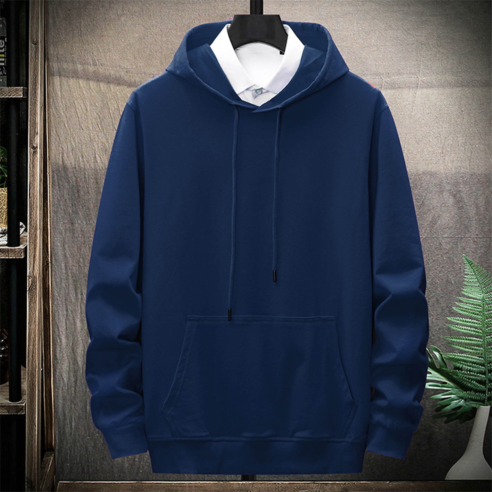 Donemore Men's Long Sleeve Hooded Drawstring Pocket Sweatshirt Jacket ...