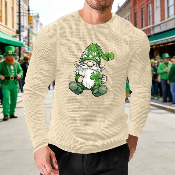 Donemore Men's Long Sleeve T-Shirt St Patrick's Day Print Waffle ...