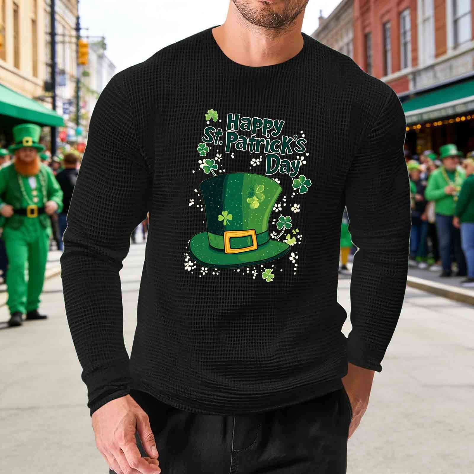 Donemore Men's Long Sleeve T-Shirt St Patrick's Day Print Waffle ...