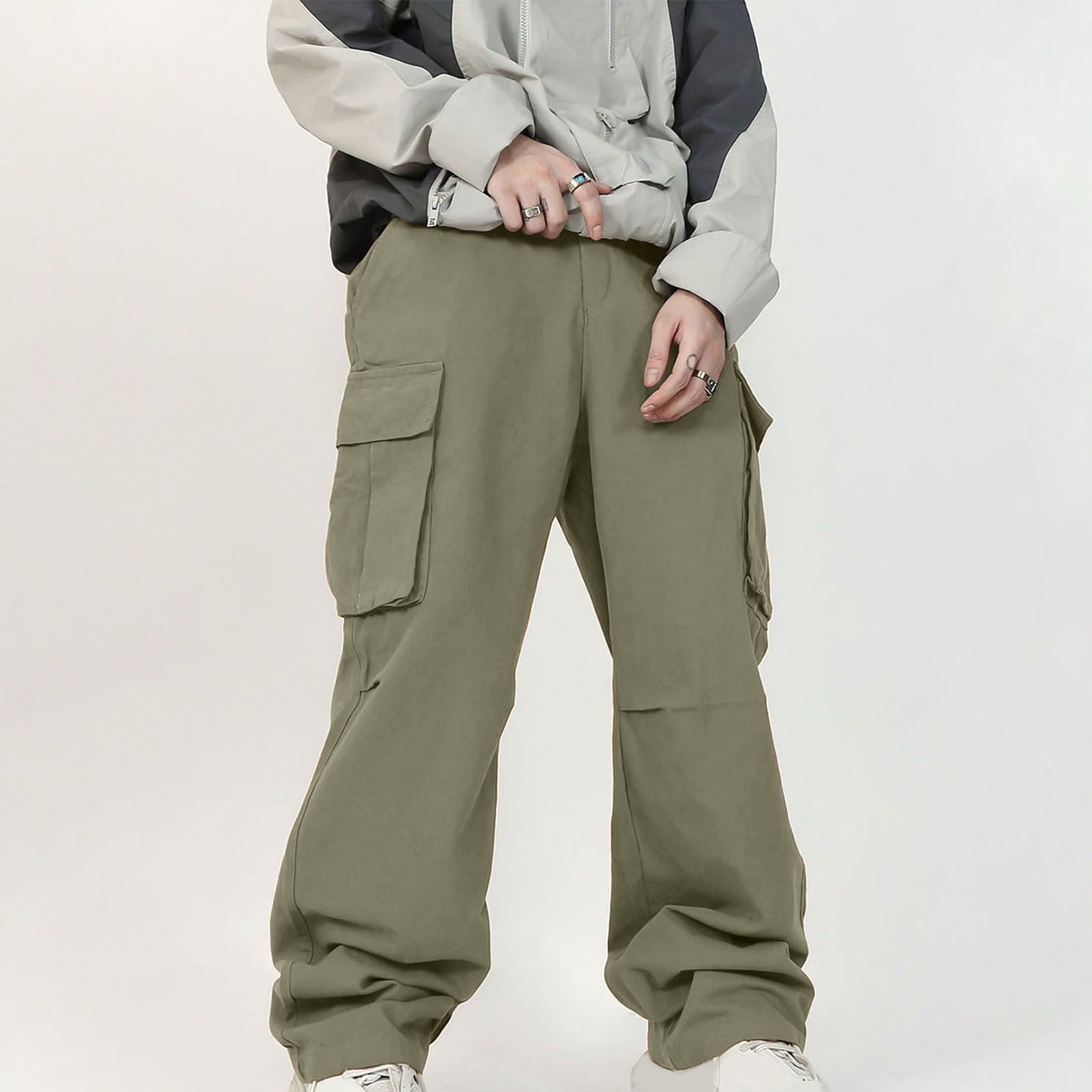Donemore Men's Multi-Pocket Drawstring Elastic Waist Cargo Pants Solid ...