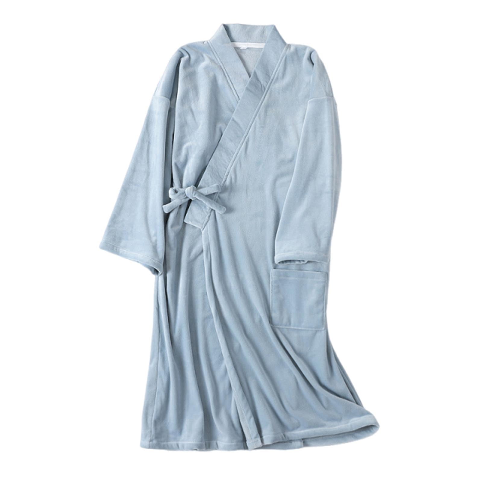 Donemore Men's Plush Thermal Fleece Robe Heavyweight Winter Homewear ...