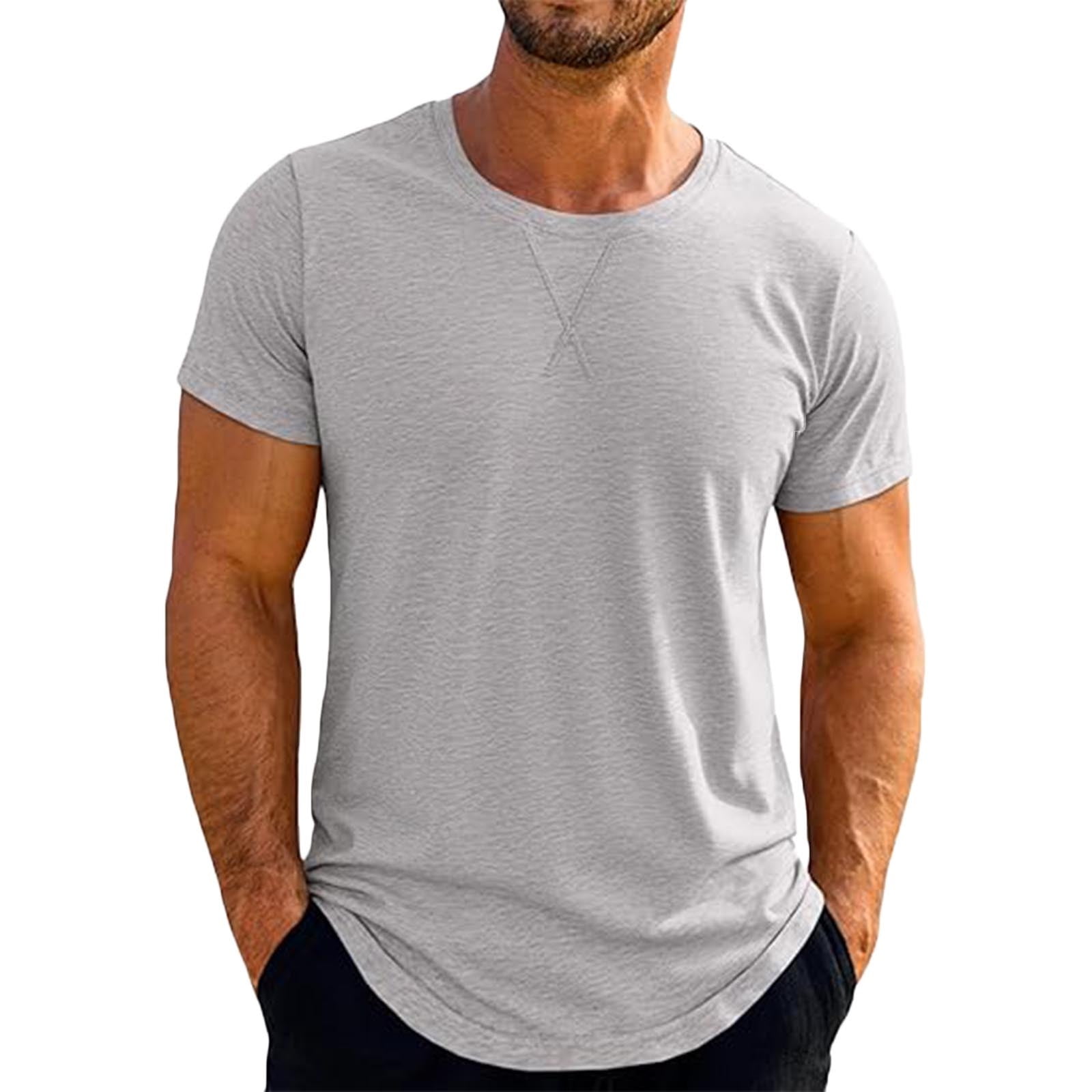 Donemore Men's Short Sleeve Casual Shirt Round Neck Cross Collar Design ...