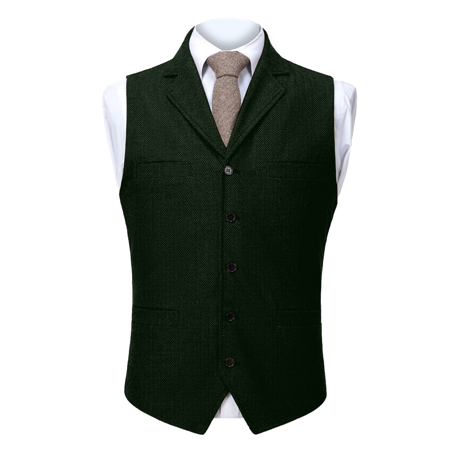 Donemore Men's Solid Color Notched Collar Single Breasted Multi-Pocket ...