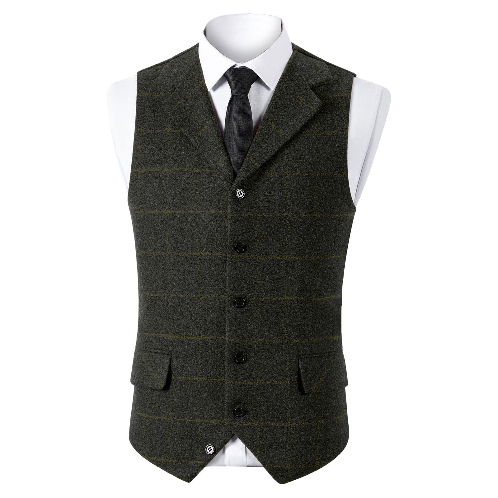 Donemore Men's Solid Color Sleeveless V-Neck Double Breasted Waistcoat ...
