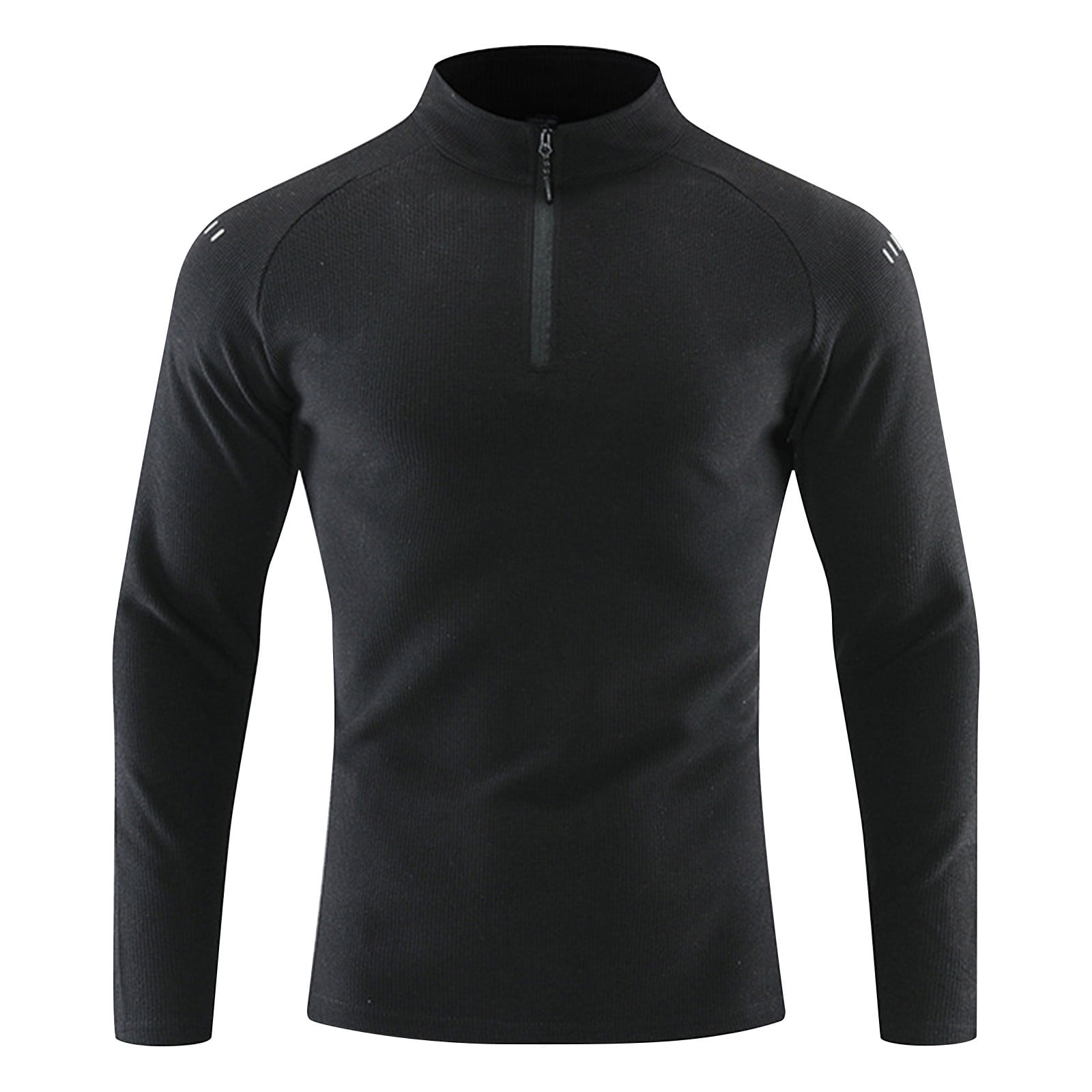 Donemore Men's Sport Training Solid Color Long Sleeve Stand Collar Top ...