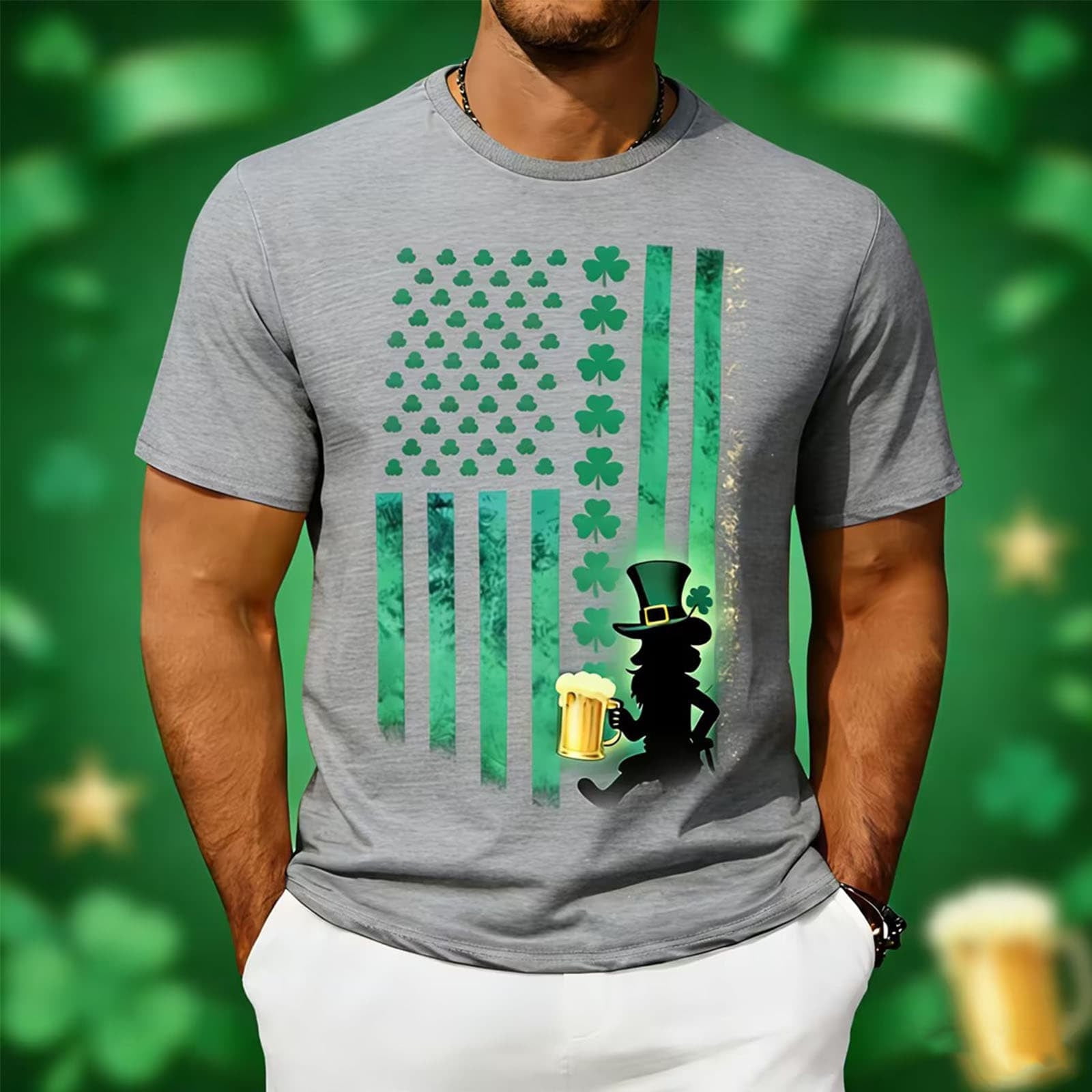 Donemore Men's St Patrick's Day Print T-Shirt Short Sleeve Round Neck ...