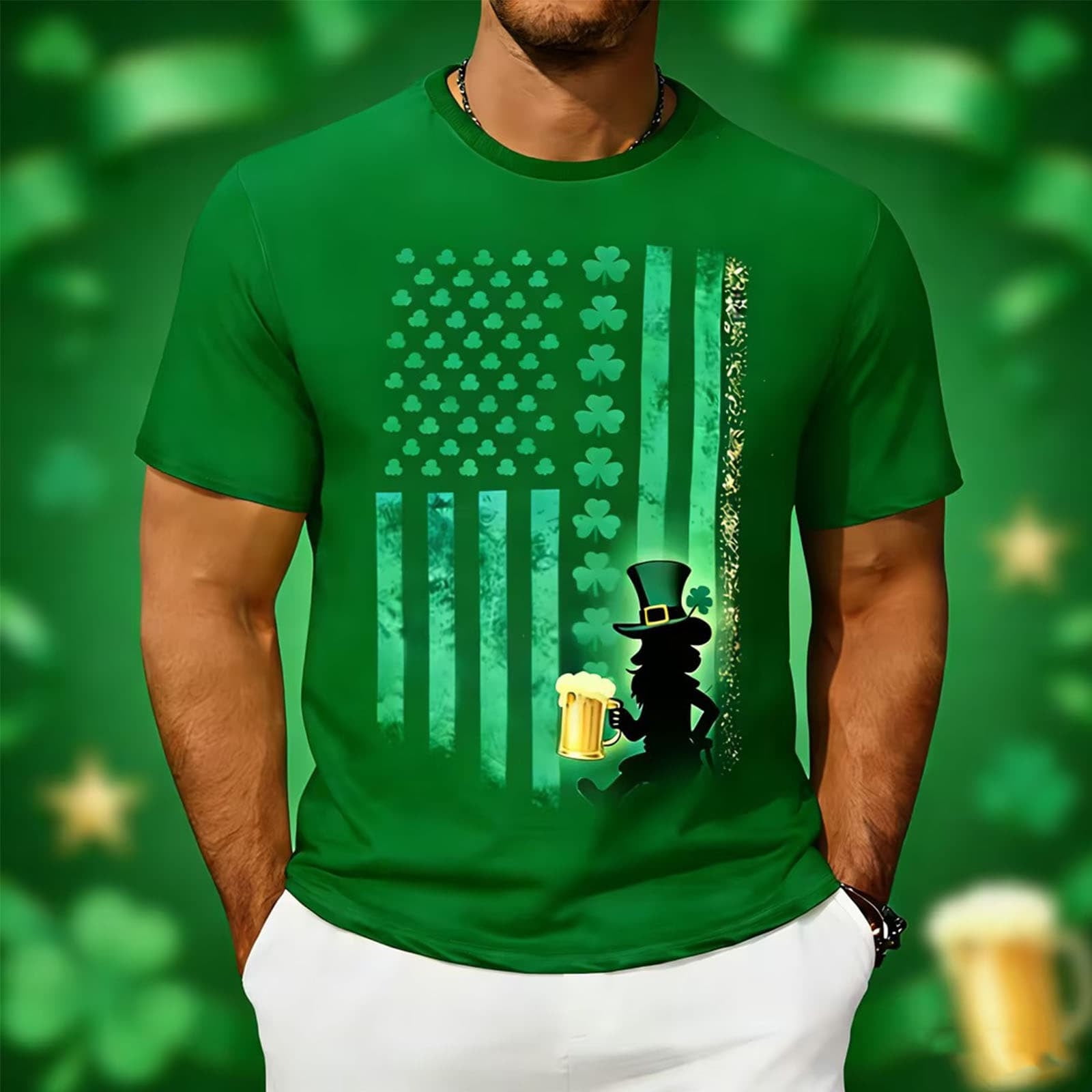 Donemore Men's St Patrick's Day Print T-Shirt Short Sleeve Round Neck ...