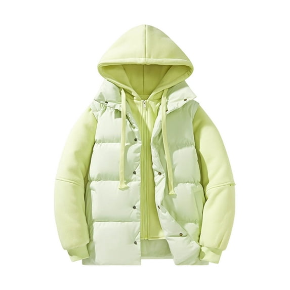 Donemore Men's Thick Hooded Fake Two-Piece Jacket | Long Sleeve Solid ...