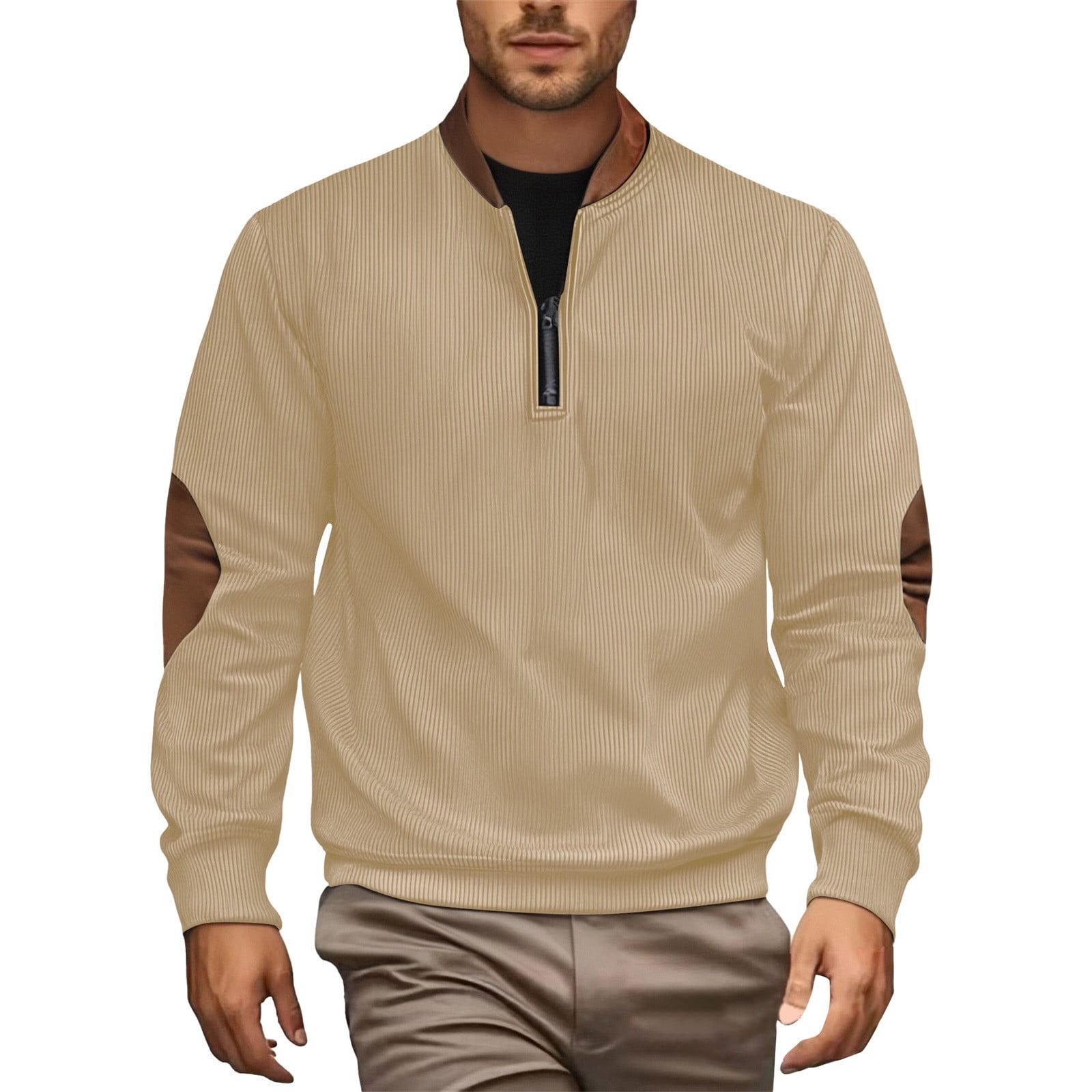 Donemore Men's Warm Corduroy Sweatshirt, Casual Stand - Up Collar ...