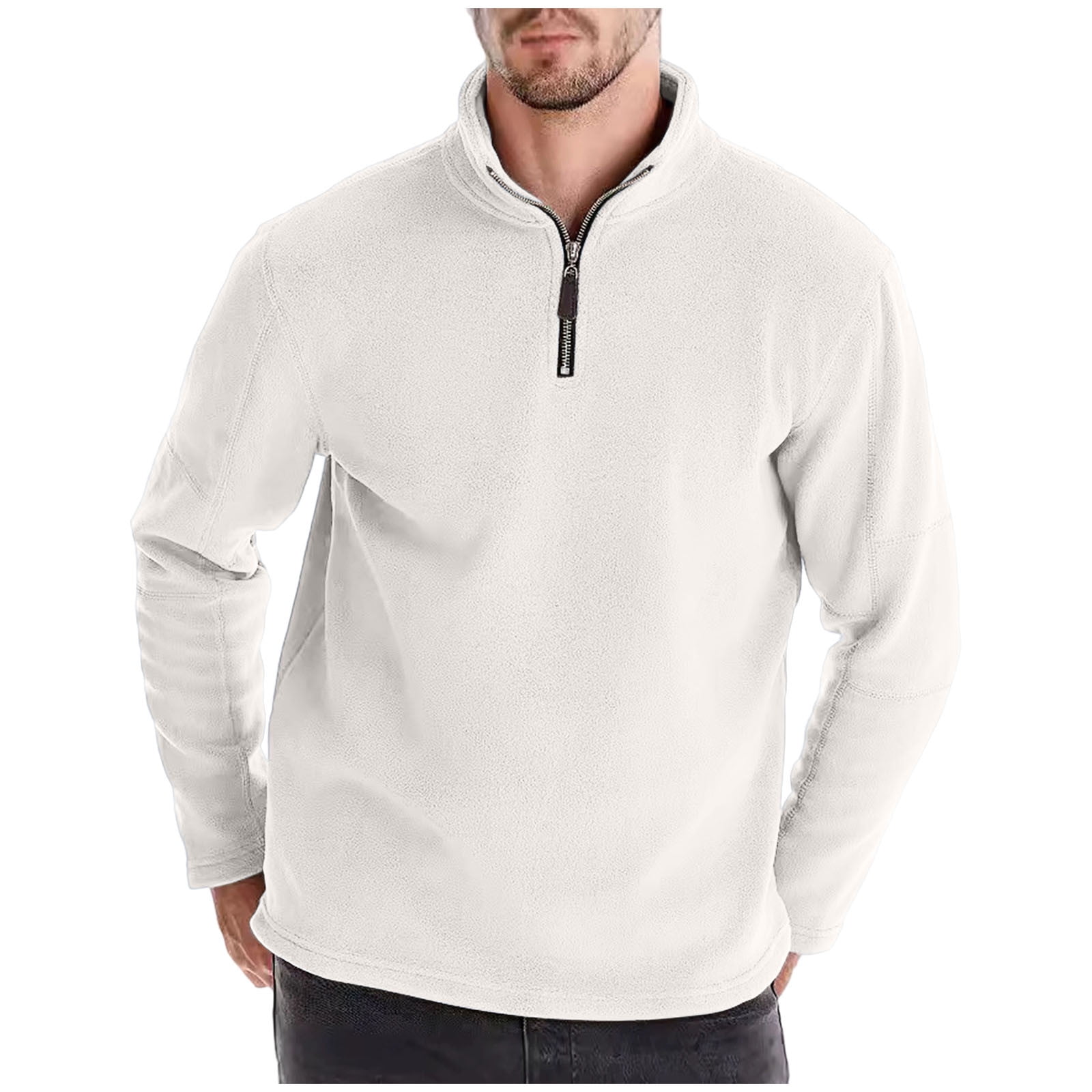 Donemore Men's Winter Thickened Warm Solid Color Stand Collar Full-Zip ...