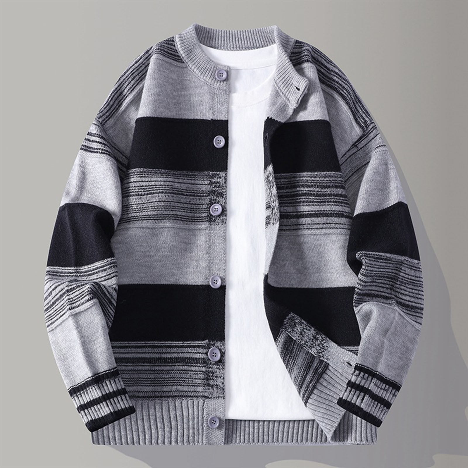 Donemore Teen Boys Casual Loose Fit Solid Color Cable Knit Cardigan ...