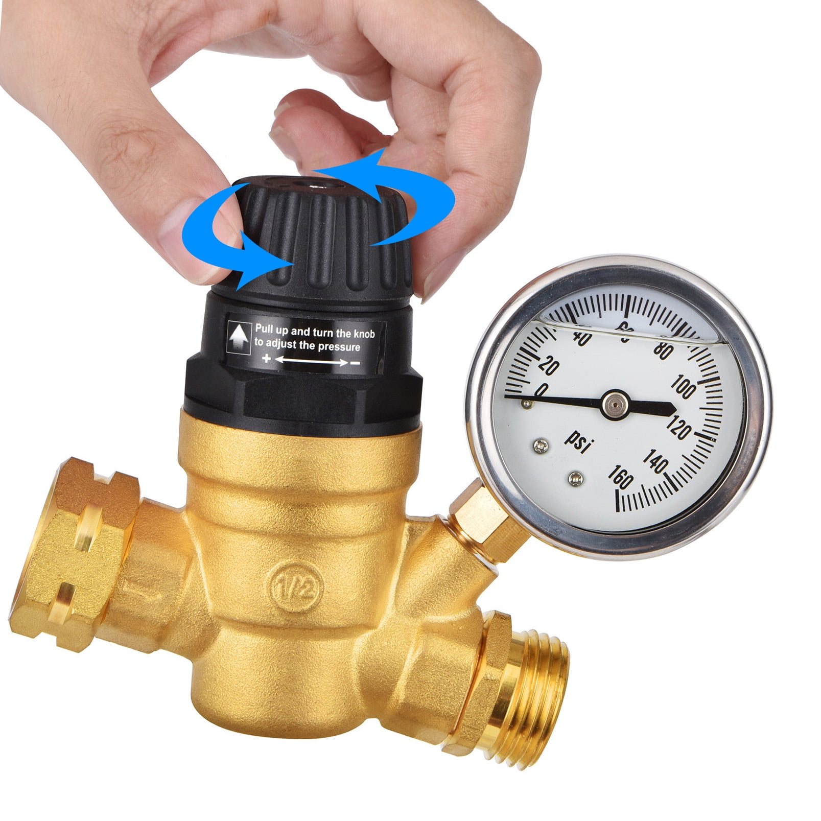 Donepart Brass Water Pressure Regulator, for RV Water System with ...