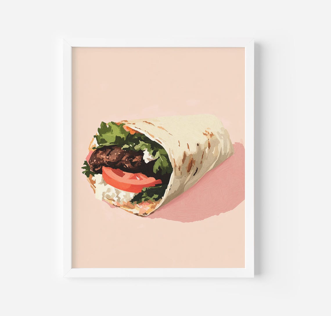 Doner Kebab Art Poster Turkish Food Poster, Kitchen Decor , Foodie Wall ...
