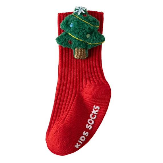 Dongfang Children Socks Christmas 3D Tree Design Breathable Grip Sole ...