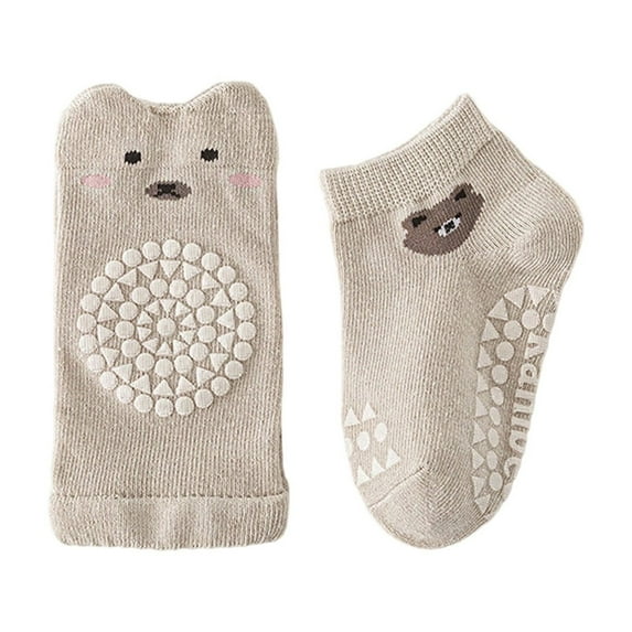 Dongfang Kids Socks Toddler Girls Non-Slip Grid Sole Bear Print Low-Cut ...