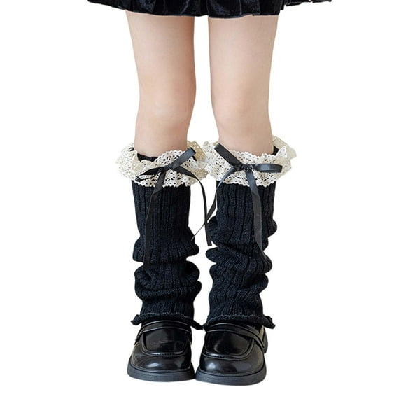 Dongfang Kids Socks Toddler Girls Ribbed Knit Lace Trim Plain Knee-High ...