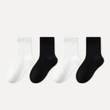 Dongfang Toddler Children Socks 4-Pairs Ankle-Length Black Ribbed Short ...