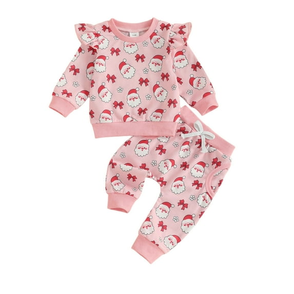 Dongfang Toddler Girls Outfit Sets Kids Cotton Ruffled Trim Bow Tops ...