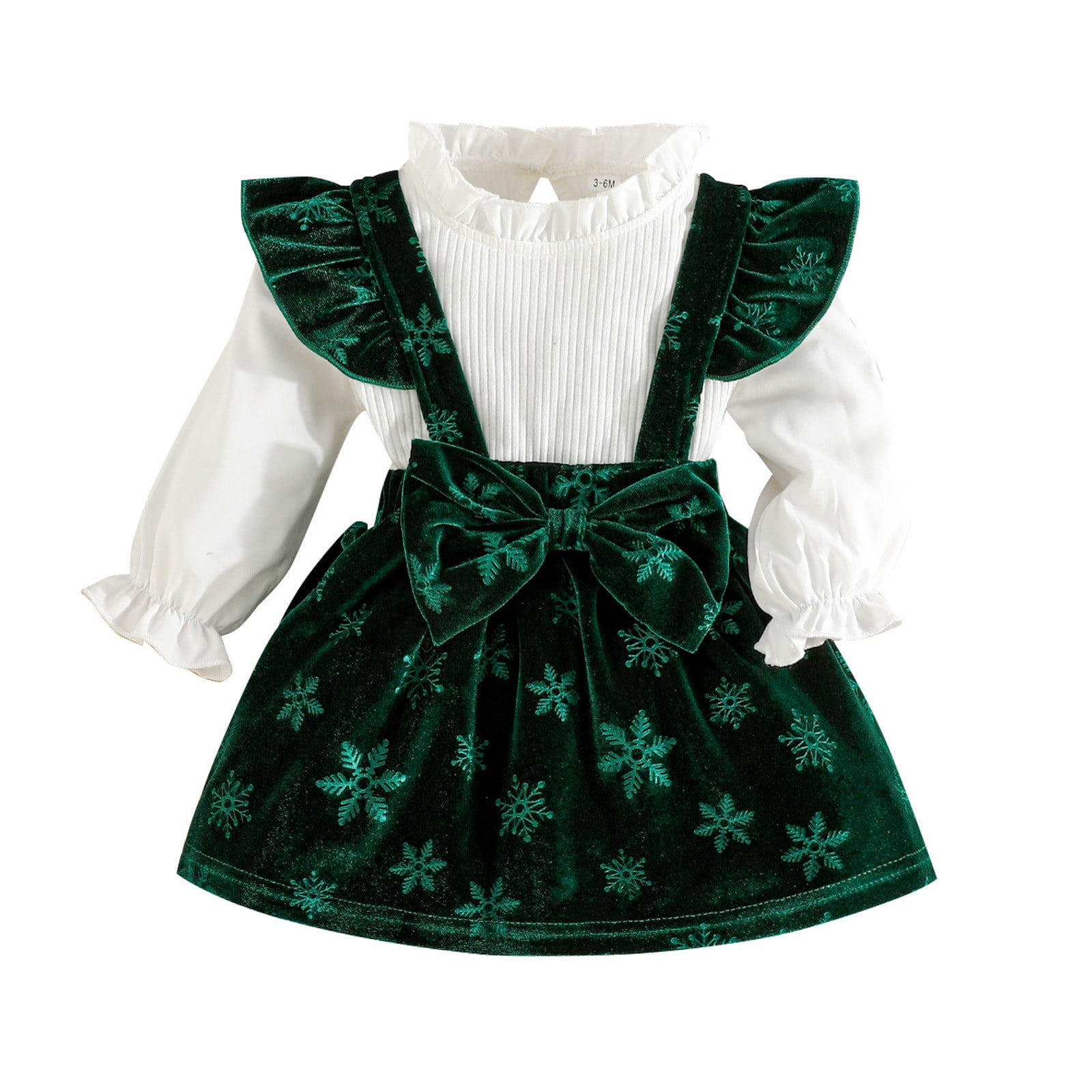 Dongfang Toddler Girls Outfit Sets Kids Cotton Ruffled Trim Bow Tops ...