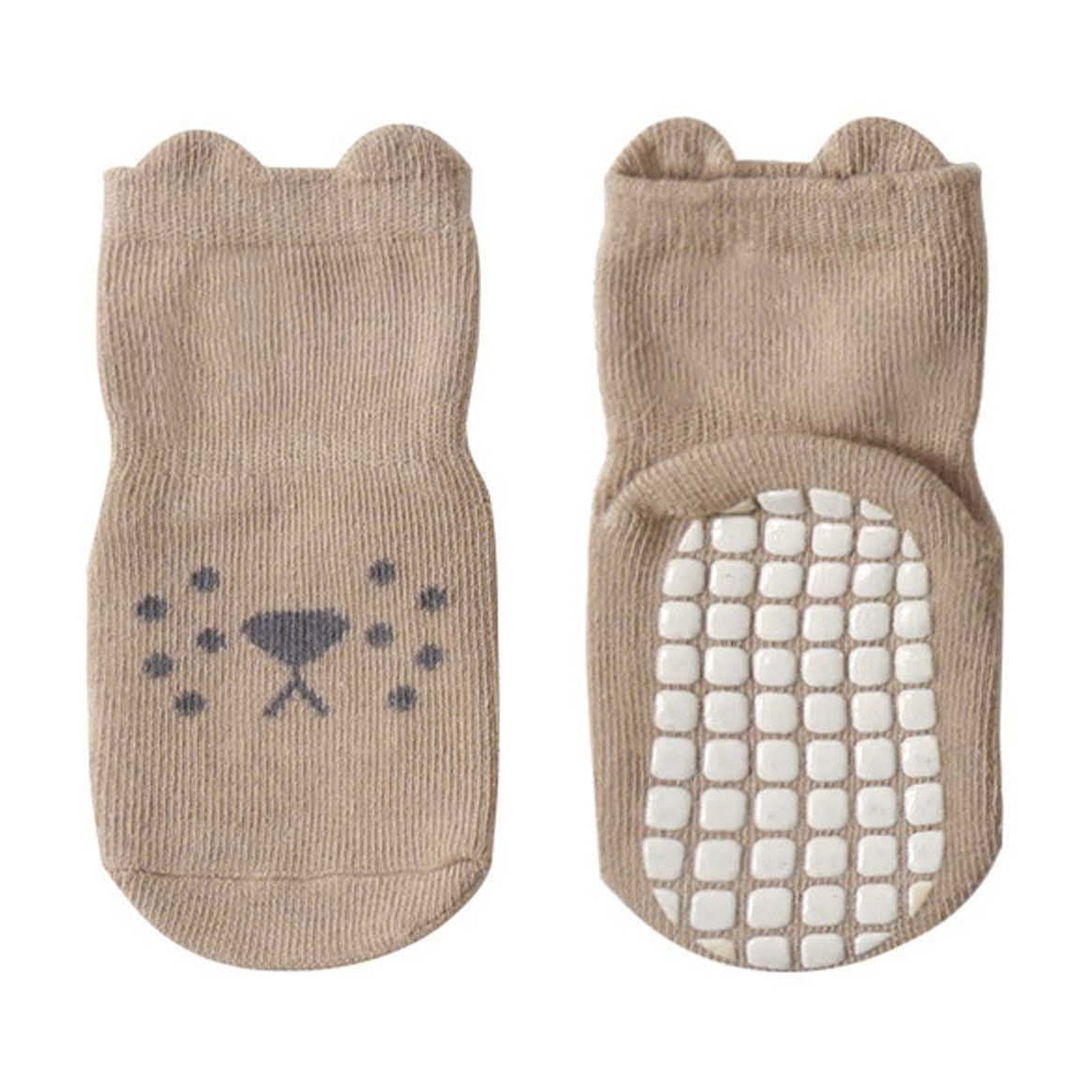 Dongfang Toddler Socks Cotton Solid Cute Bear Ear Knit Anti-Skid Sole ...