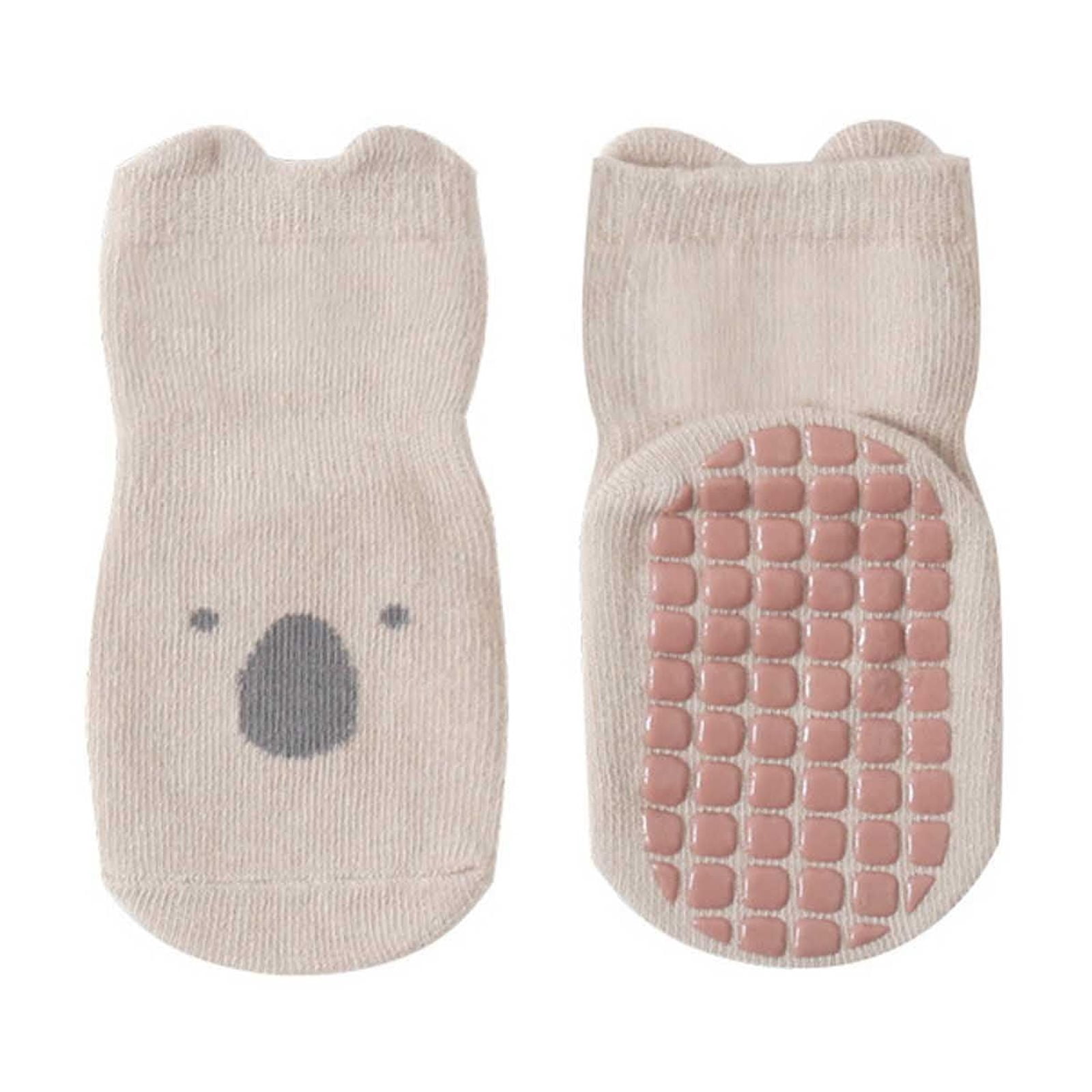 Dongfang Toddler Socks Cotton Solid Cute Bear Ear Knit Anti-Skid Sole ...