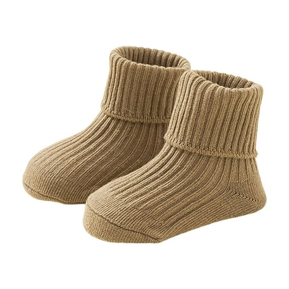 Dongfang Toddler Socks Kids Boys Girls Solid Knitted Fold-Over Cuffs ...