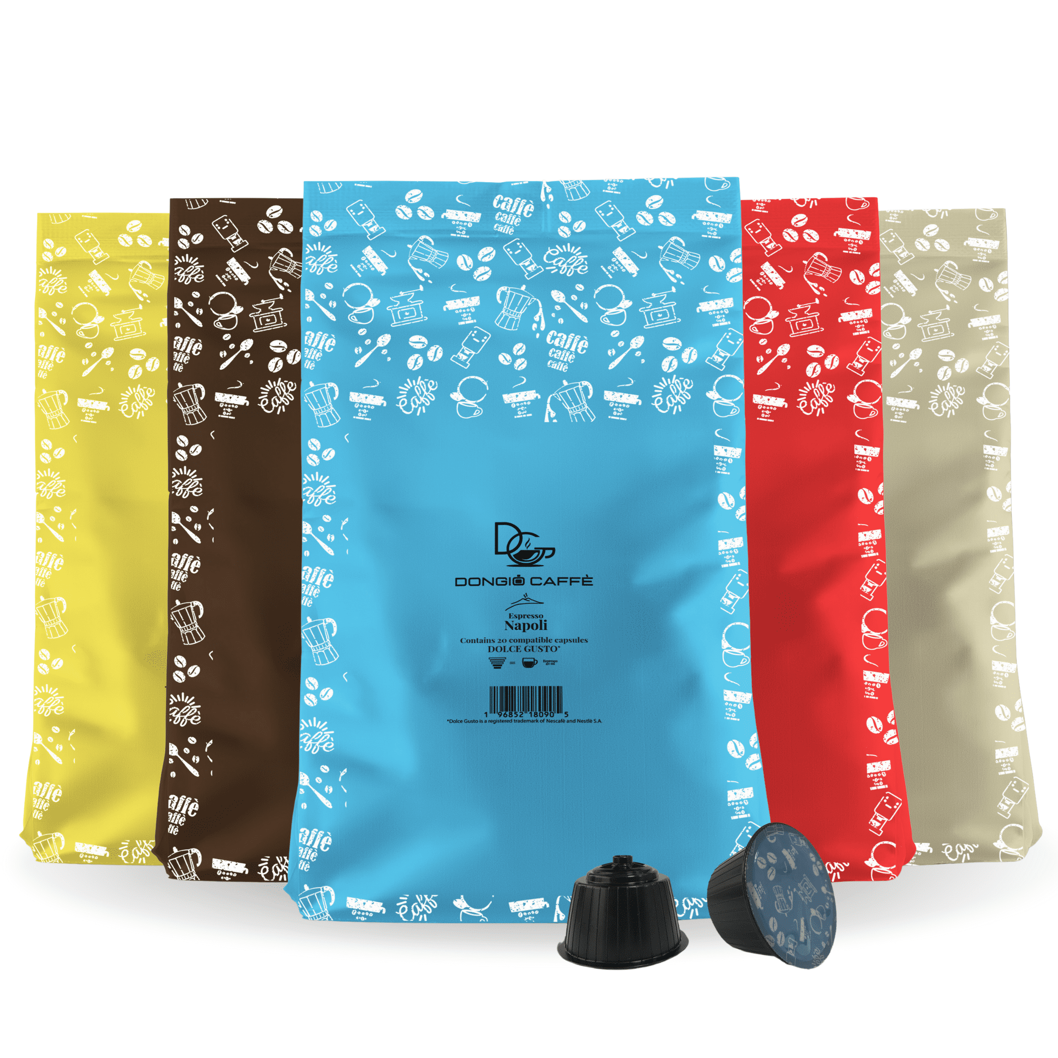 Dongiò Caffè Variety Pack Compatible Nescafe Dolce Gusto Capsules Italian Dark Medium and Light ...