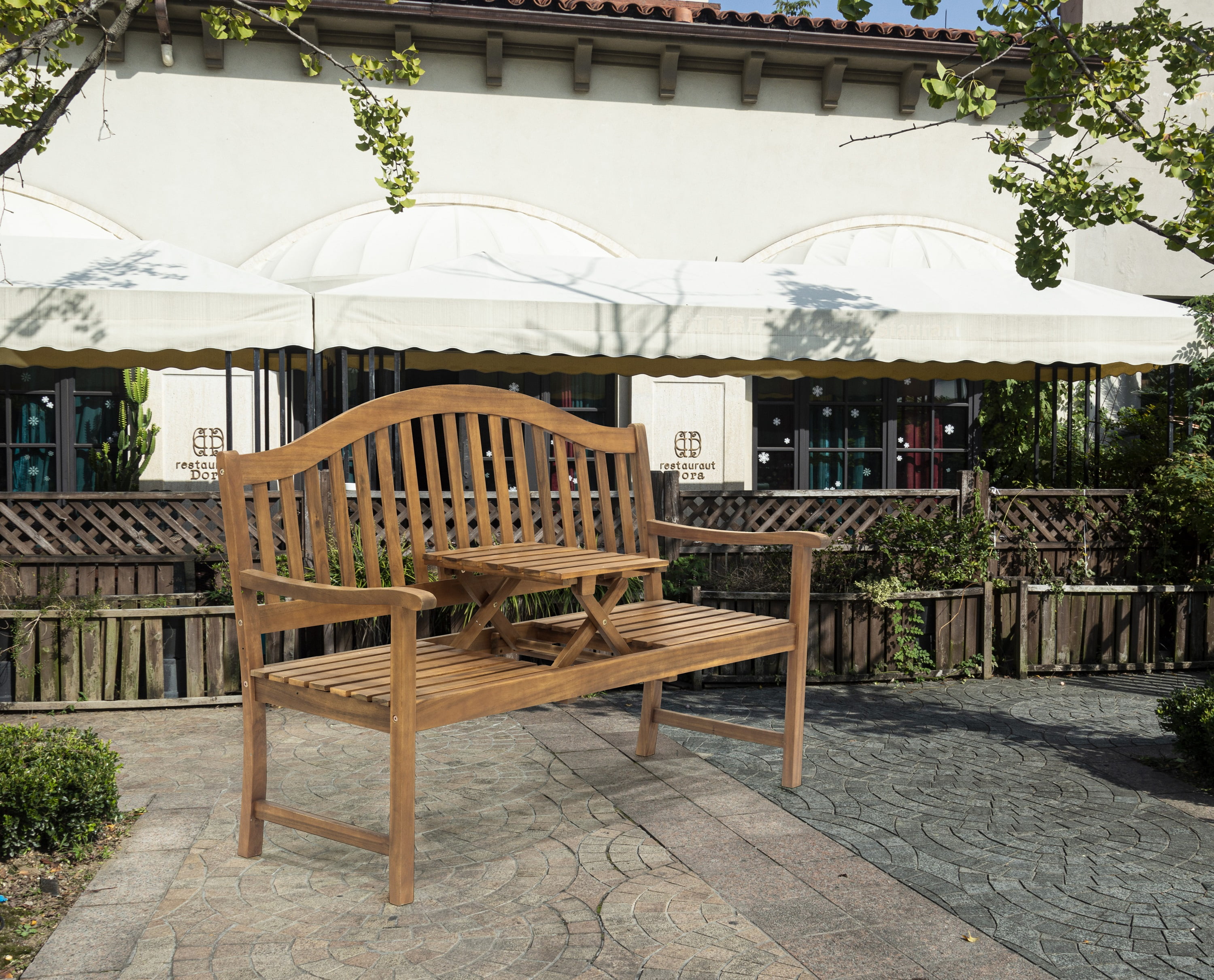 Donglin Outdoor Durable Solid Acacia FSC Wood Frame Bench - Brown ...