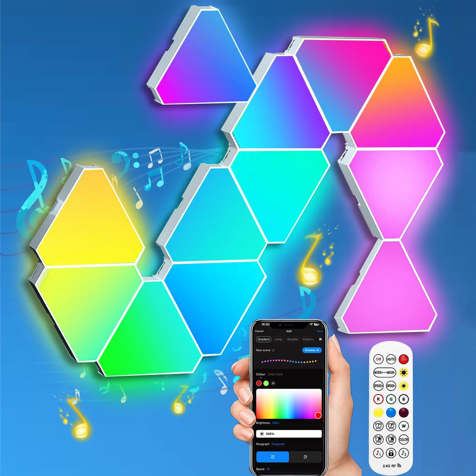 Dongpai Triangle Lights LED Light Panels RGB Smart LED Bedroom Electric ...